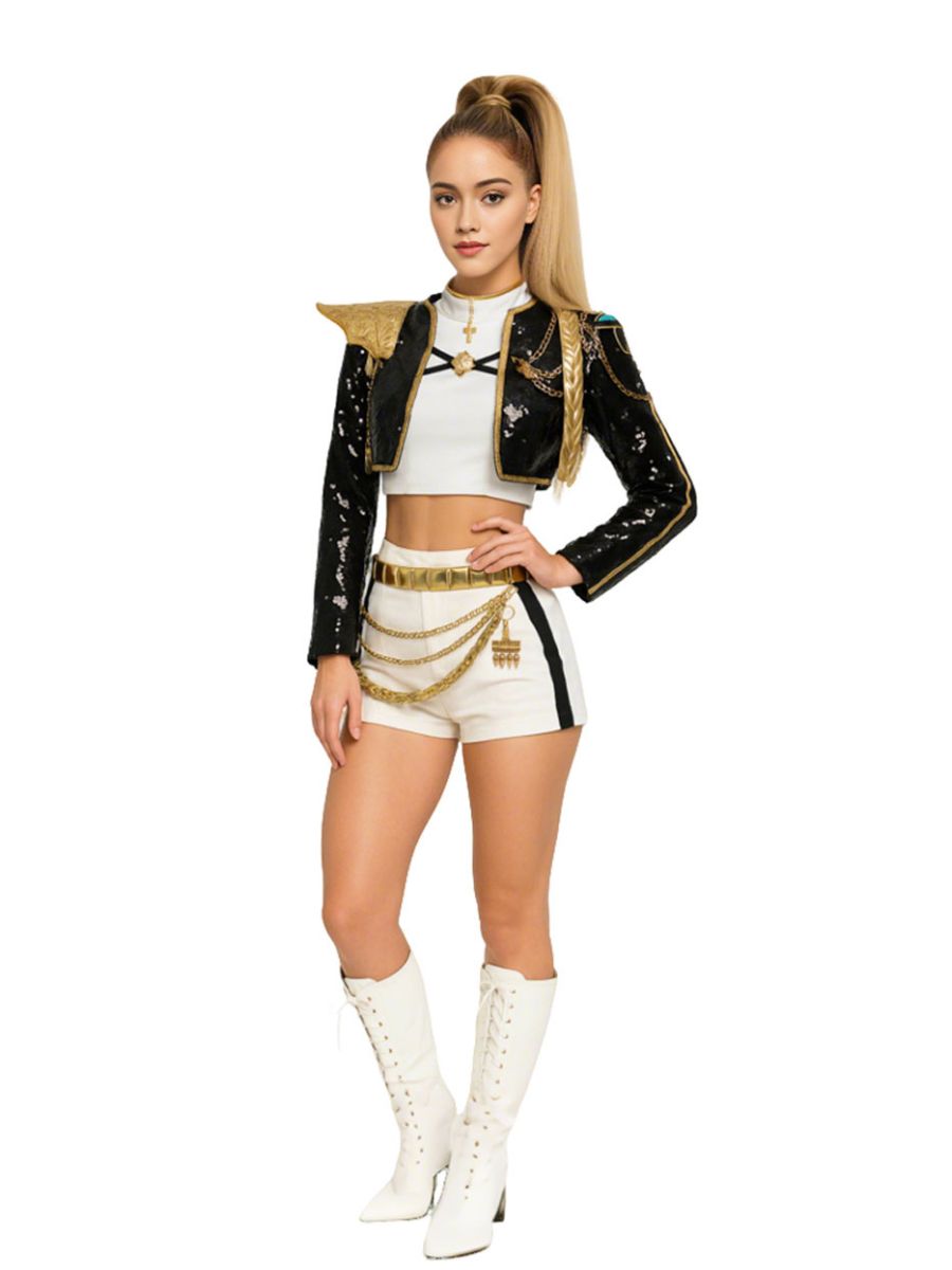 Kids Adults Korean Style Pop Idol Costume Golden Black Spotlight Stage ...