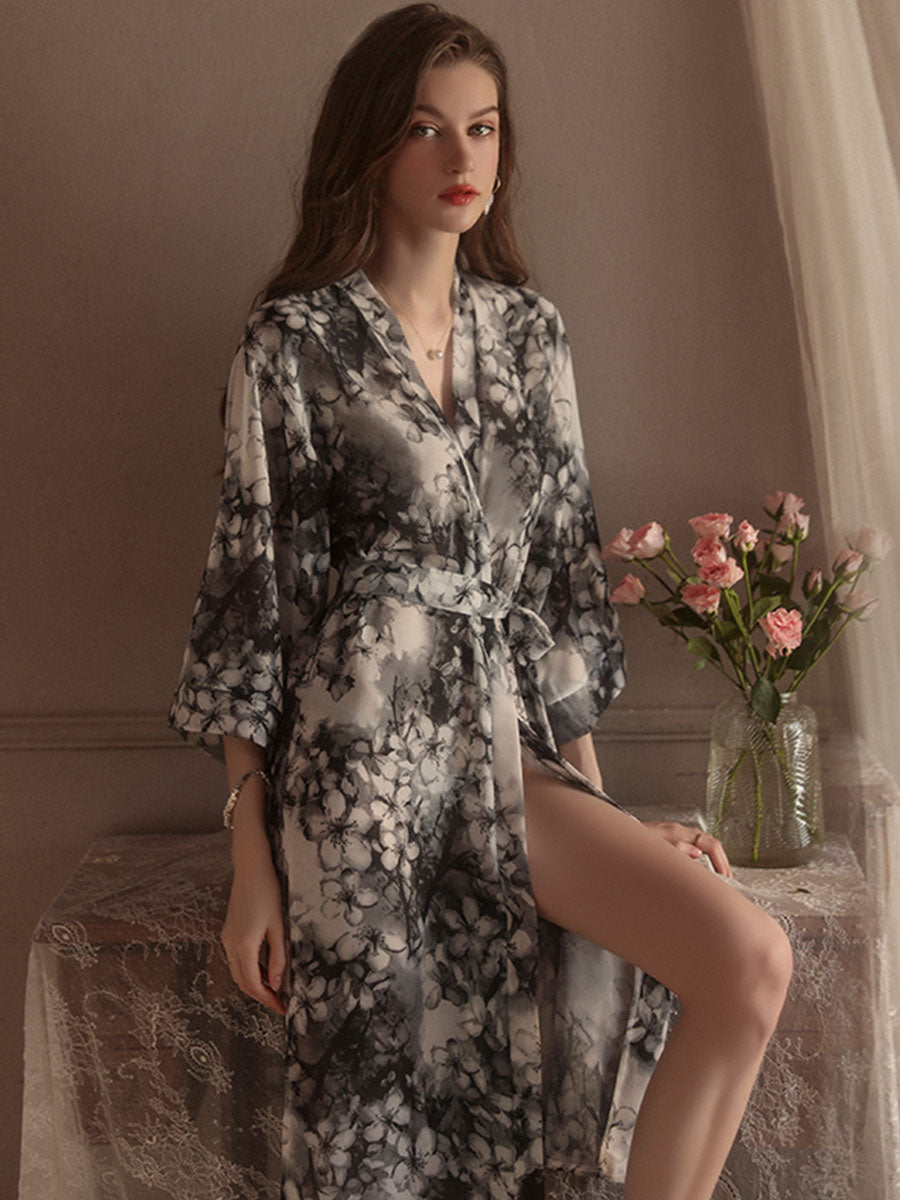 Grey Chiffon Kimono Robe – YOMORIO