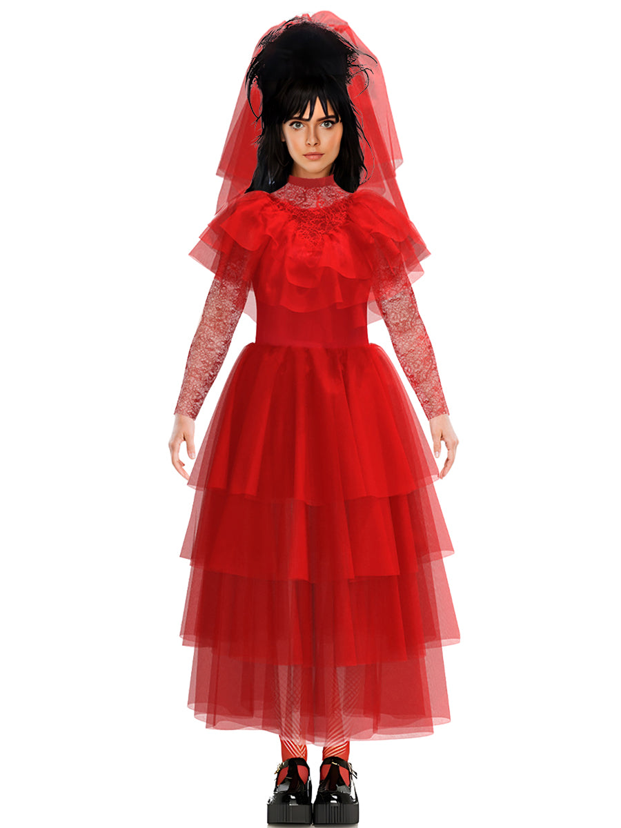 Lydia Red Mesh Wedding Dress – YOMORIO