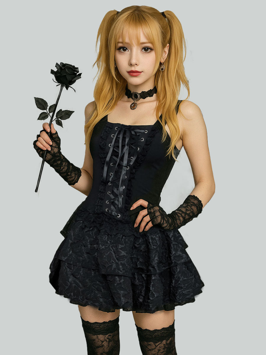 Lace-Up Gothic Lolita Mini Dress – YOMORIO