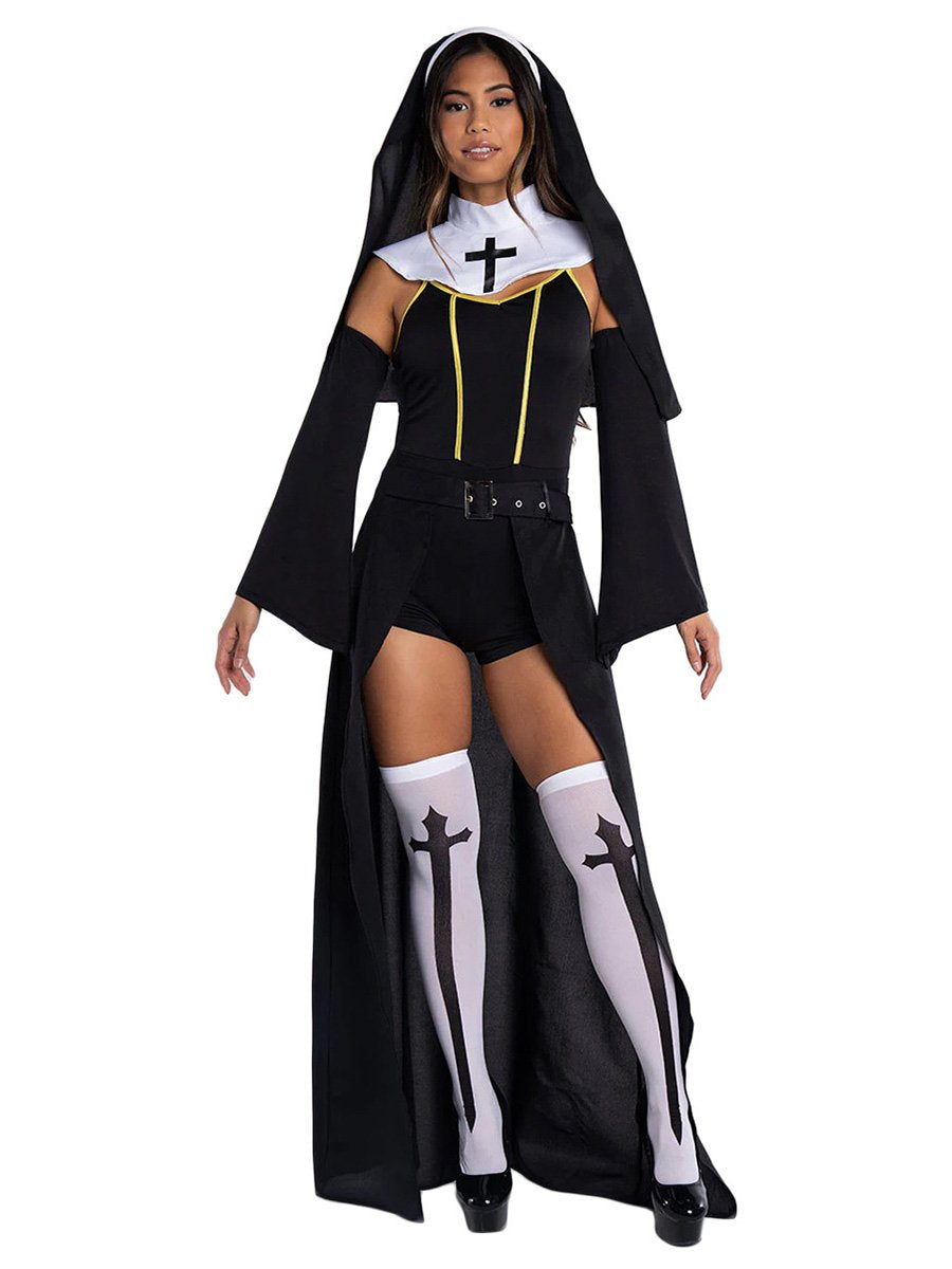 Sister Nun Cosplay Bodysuit with Open Skirt – YOMORIO