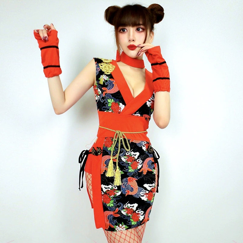 Yomorio Sexy Kimono Dress Japanese Anime Cosplay Costume Side Slit Asi ...