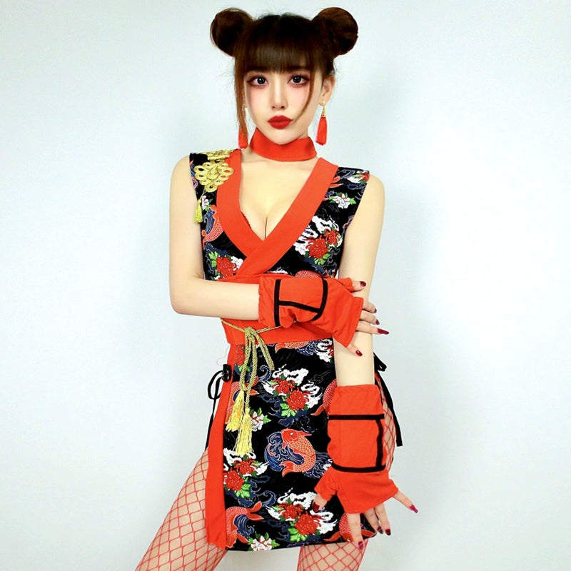 Yomorio Sexy Kimono Dress Japanese Anime Cosplay Costume Side Slit Asi ...
