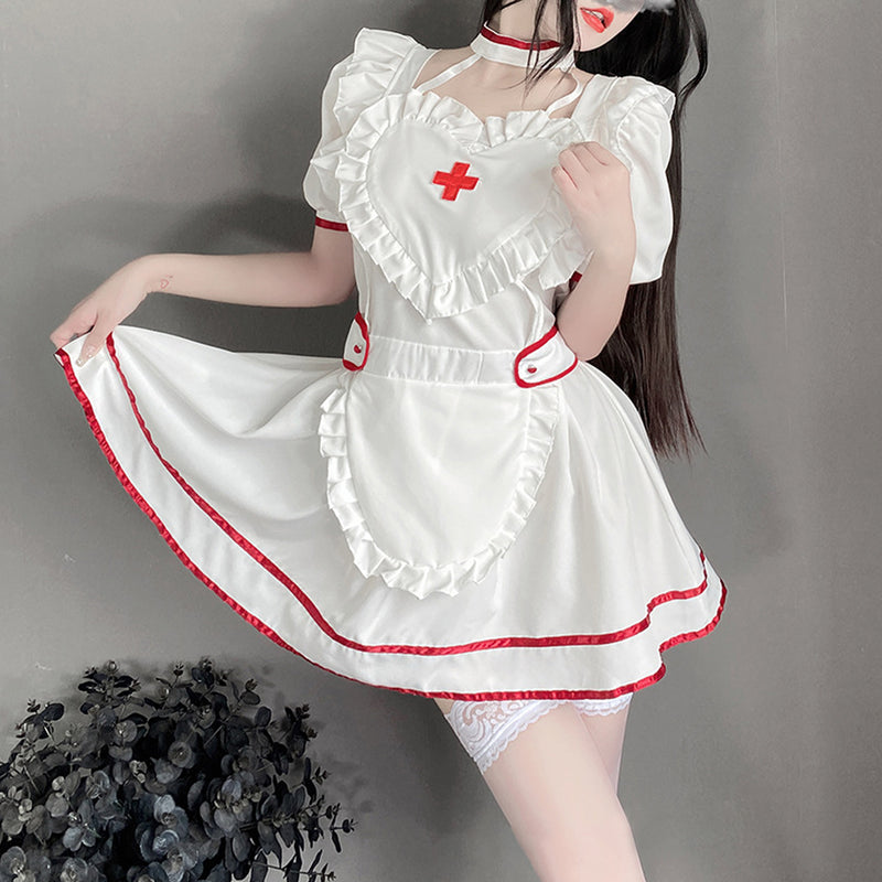 Yomorio Sexy Nurse Outfit Adult Hospital Nurse Cosplay Costume White N