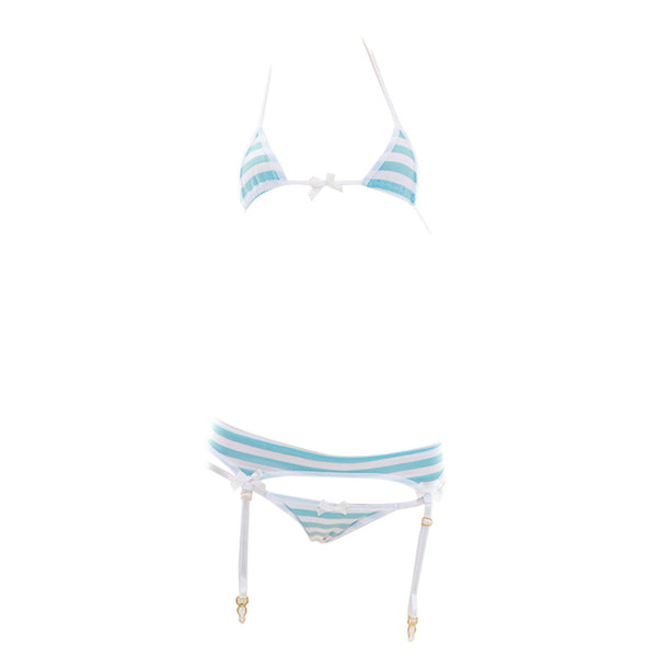 Anime Lingerie Sexy Cute Striped Micro Bikini Cosplay Bra and Panty Se ...