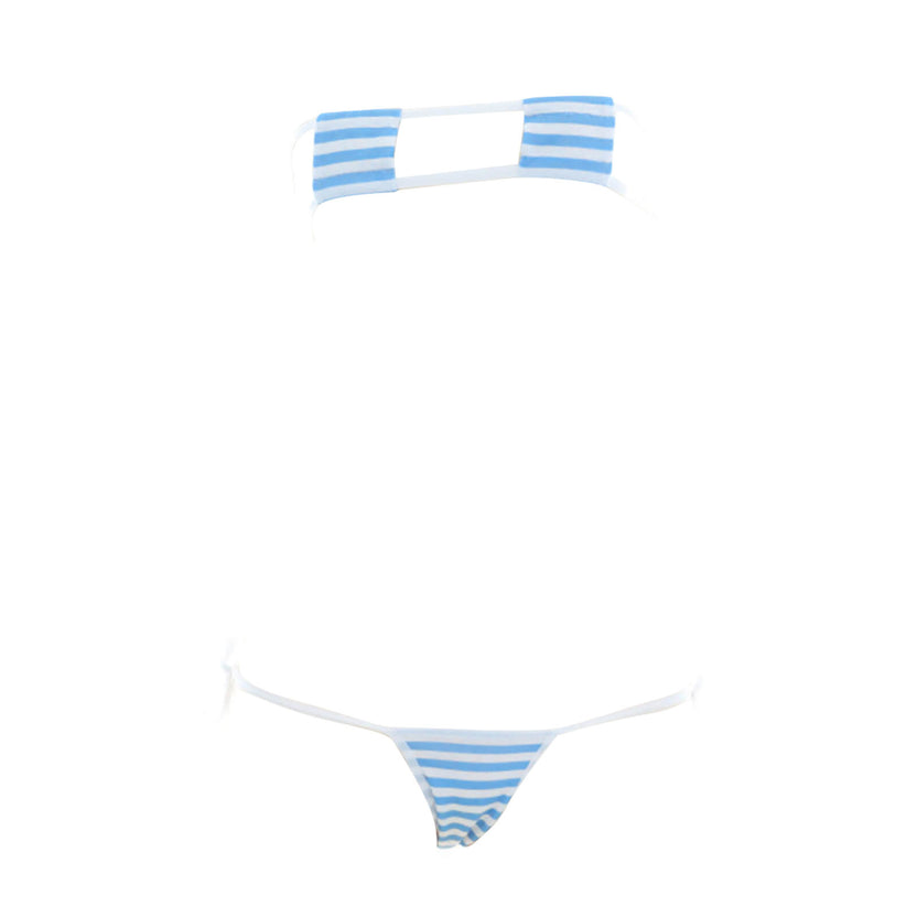 Sexy Anime Stripe Cosplay Lingerie Cute Micro Bikini Set Kawaii Bra an ...