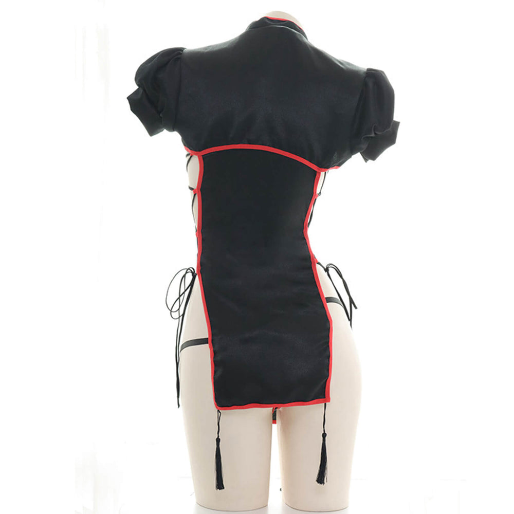 Chinese Classical Cheongsam Lingerie Dress High Split Side Straps Cosp ...