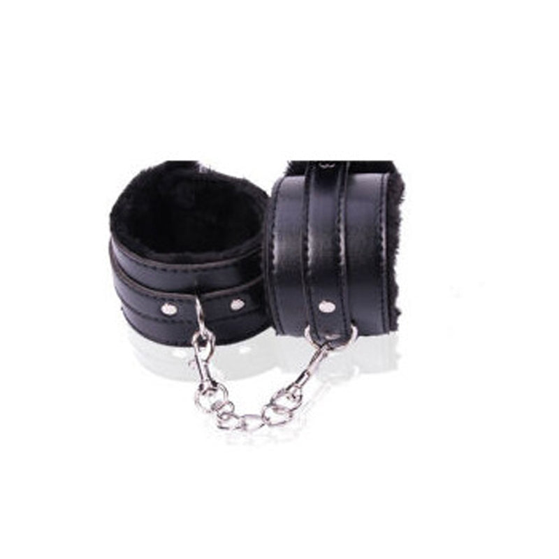 PU Leather and Furry Handcuffs Adjustable Buckle Shackle Cosplay Acces ...